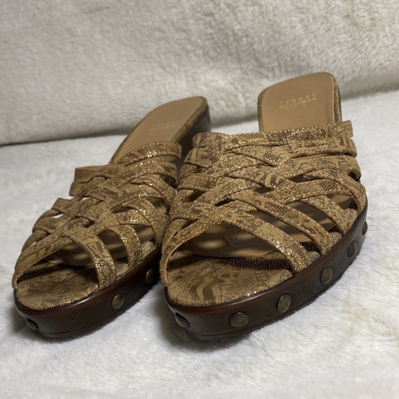 Stuart Weitzman | Shoes | Stuart Weitzman Metallic Wooden Sole Mule ...